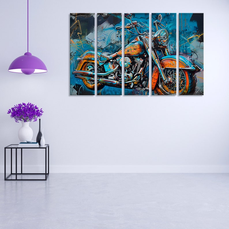 Graffiti Classic Motorcycle Wall Art Print, Graffiti, Street Art, Urban ...