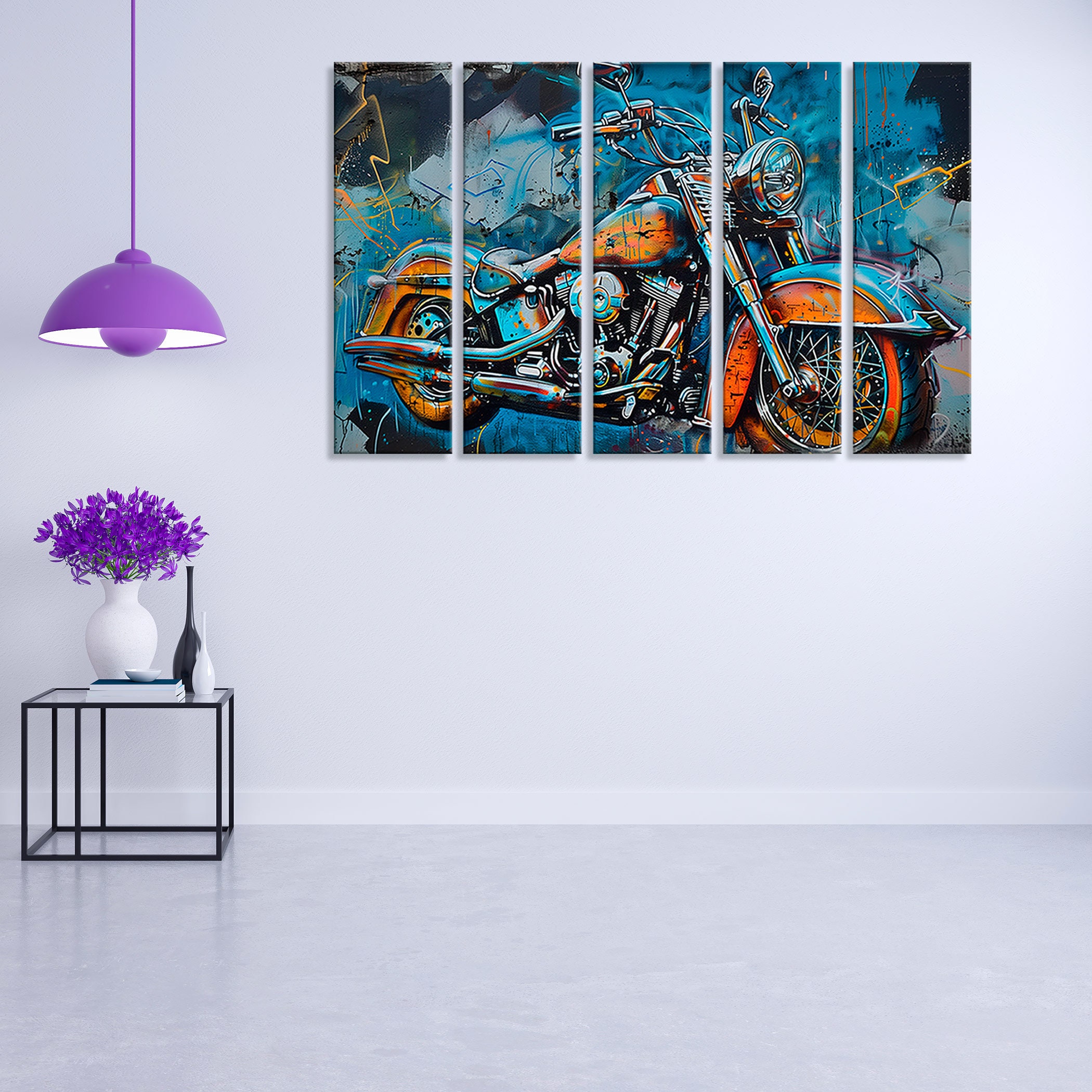 Graffiti Classic Motorcycle Wall Art Print, Graffiti, Street Art, Urban ...