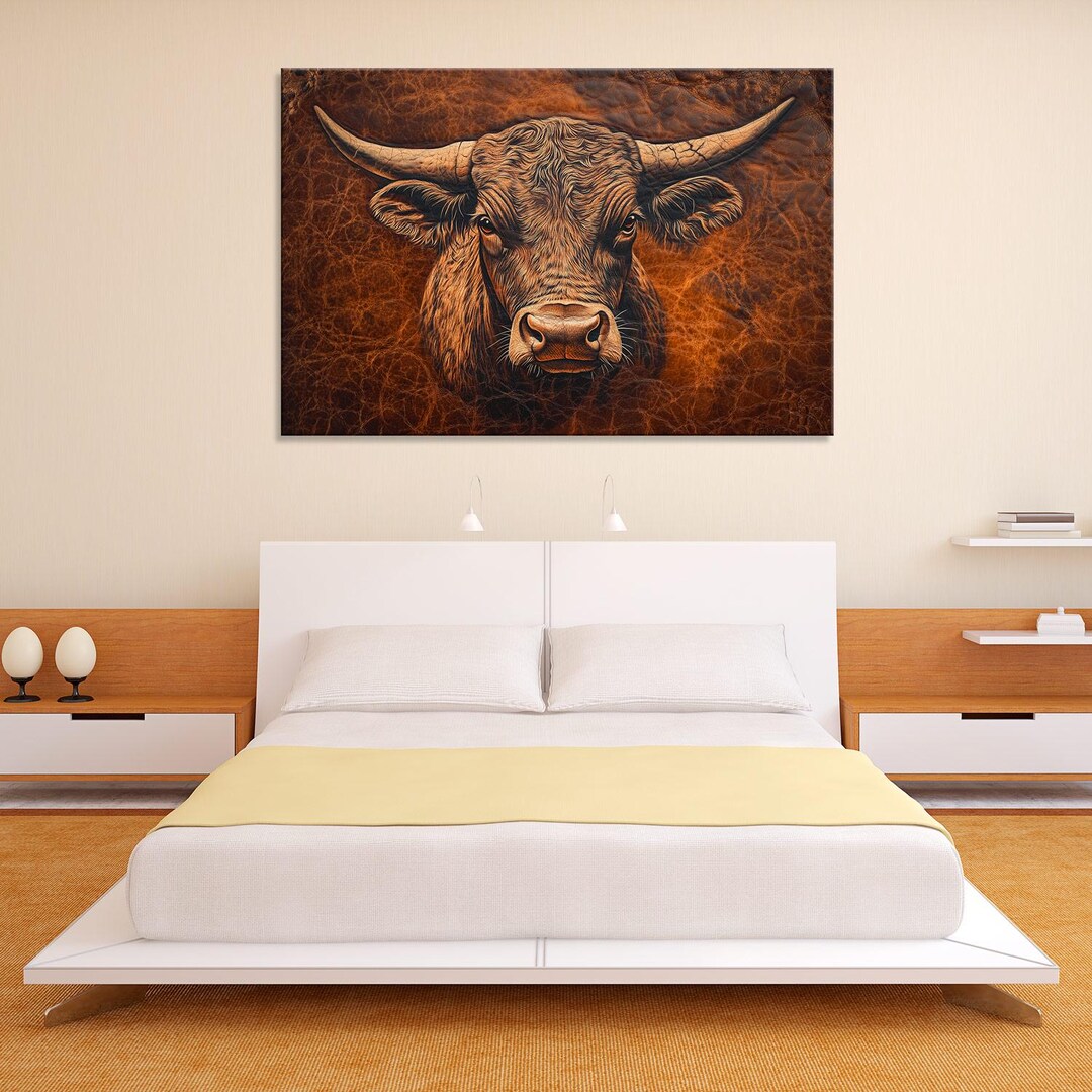 Brown Texas Longhorn Wall Art – Rustic Western Decor for Farmhouse ...