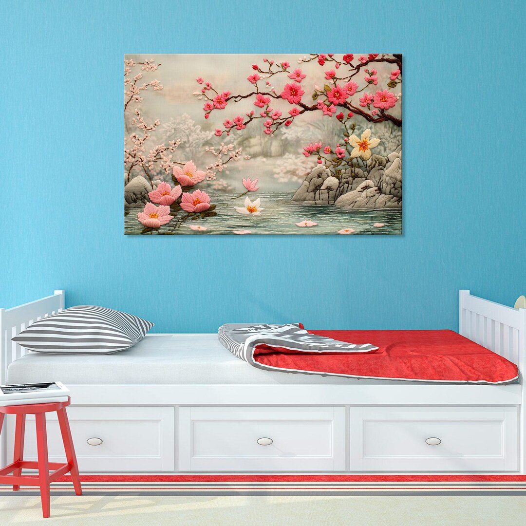Embroidery-inspired Sakura in Japanese Style - Etsy