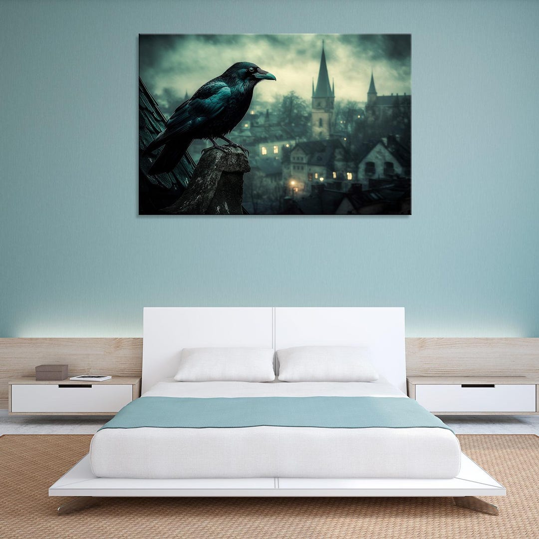 Gothic Crow Art Print, Dark and Mysterious Bird Decor, Perfect Gothic ...