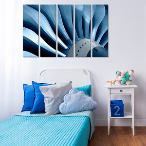Azure Turbine Essence: Aircraft Engine Fragment in Blue Hue, Canvas ...