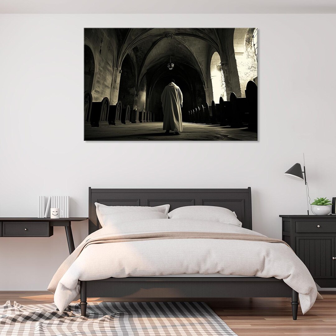 Gothic Monk Canvas Art: Dark Medieval Temple Wall Decor - Etsy