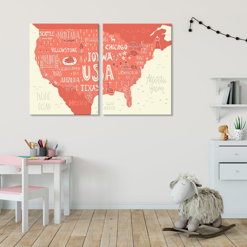 American Symbols Map Patriotic Landmarks and Icons, USA Symbols ...