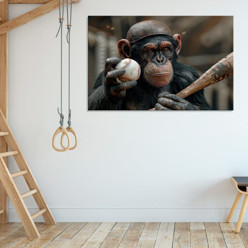 Monkey Baseball Player, Primate Batter, Ape Athlete, Simian Slugger ...