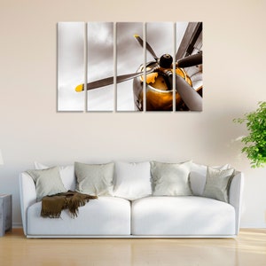 Yellow Accents: Gray Background Propeller Elegance, Propeller Wall Art ...