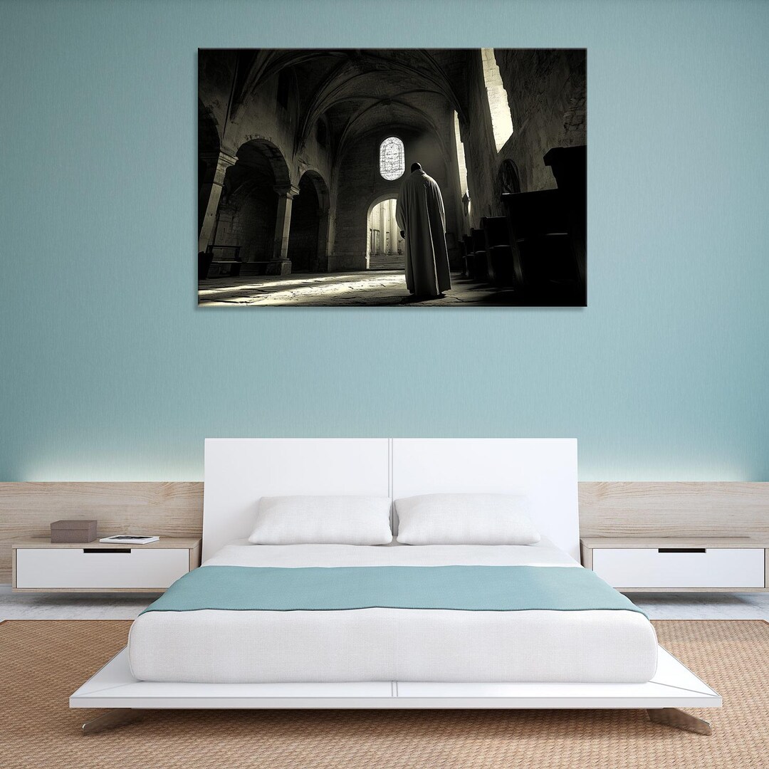 Medieval Style Decor - Monk in Ancient Temple Art - Etsy