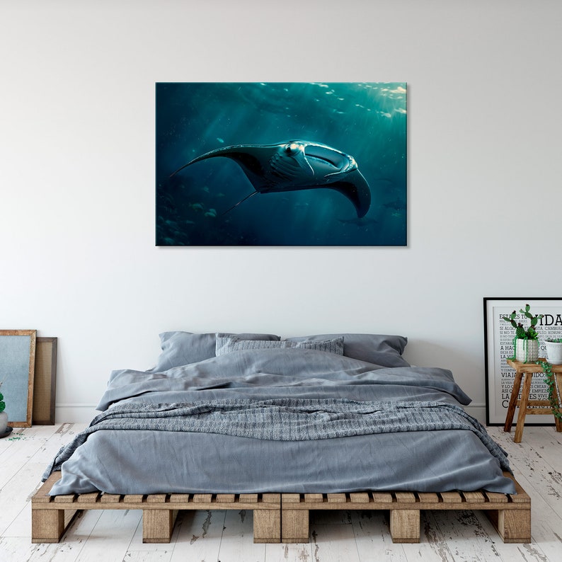 Manta Ray Canvas Print: Underwater Marine Life Art - Etsy