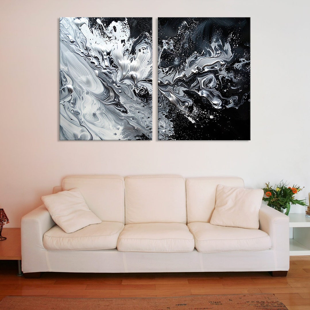 Monochrome Abstract Canvas Print: Modern Minimalist Wall Art - Etsy