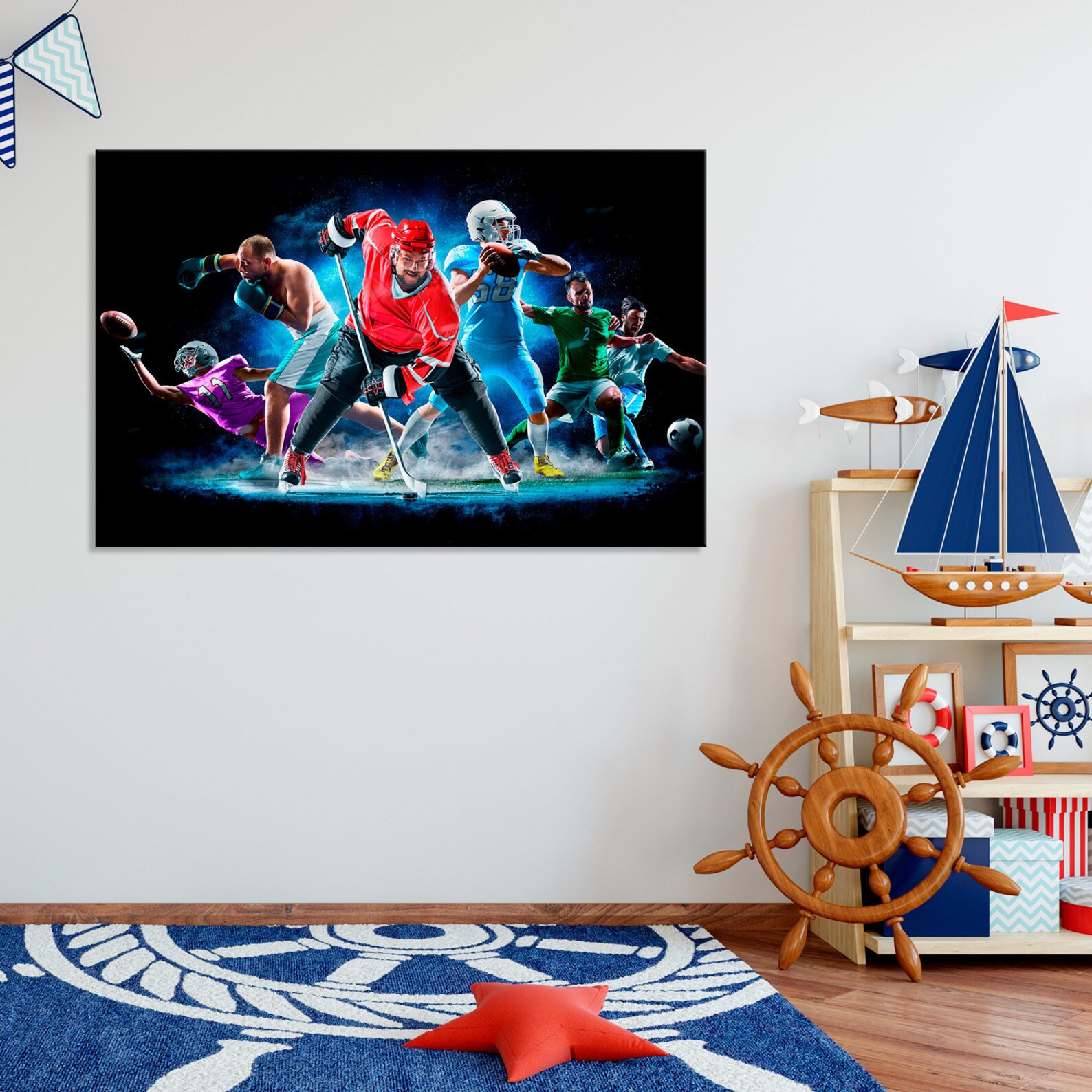 Sports Fusion: Dynamic Art Celebrating Hockey, Football, Boxing, and ...