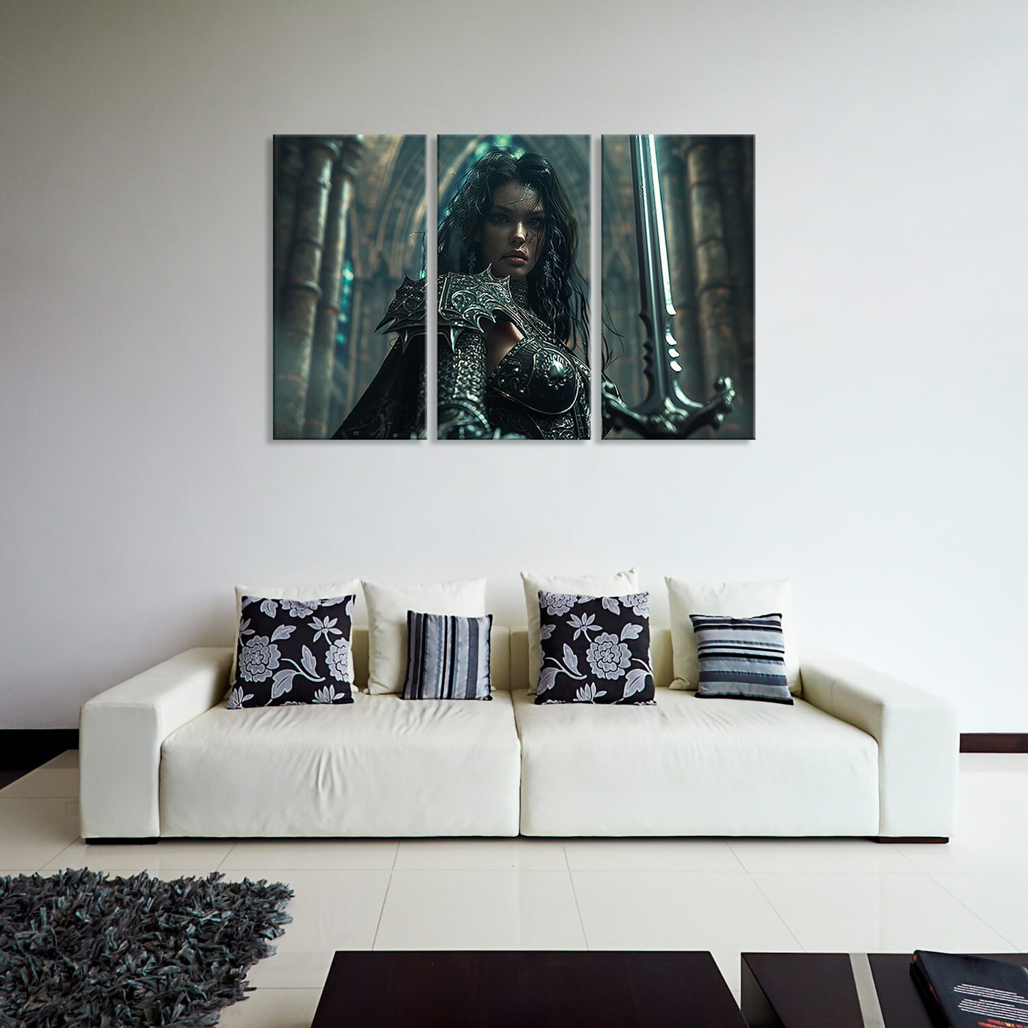 Medieval Warrior Woman, Valkyrie Art Print, Female Knight Tapestry ...