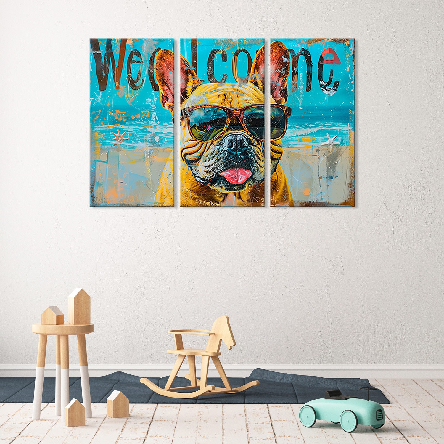 Bulldog Graffiti Glasses, Canine Street Art, Hip Bulldog Mural, Cool ...