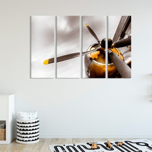 Yellow Accents: Gray Background Propeller Elegance, Propeller Wall Art ...
