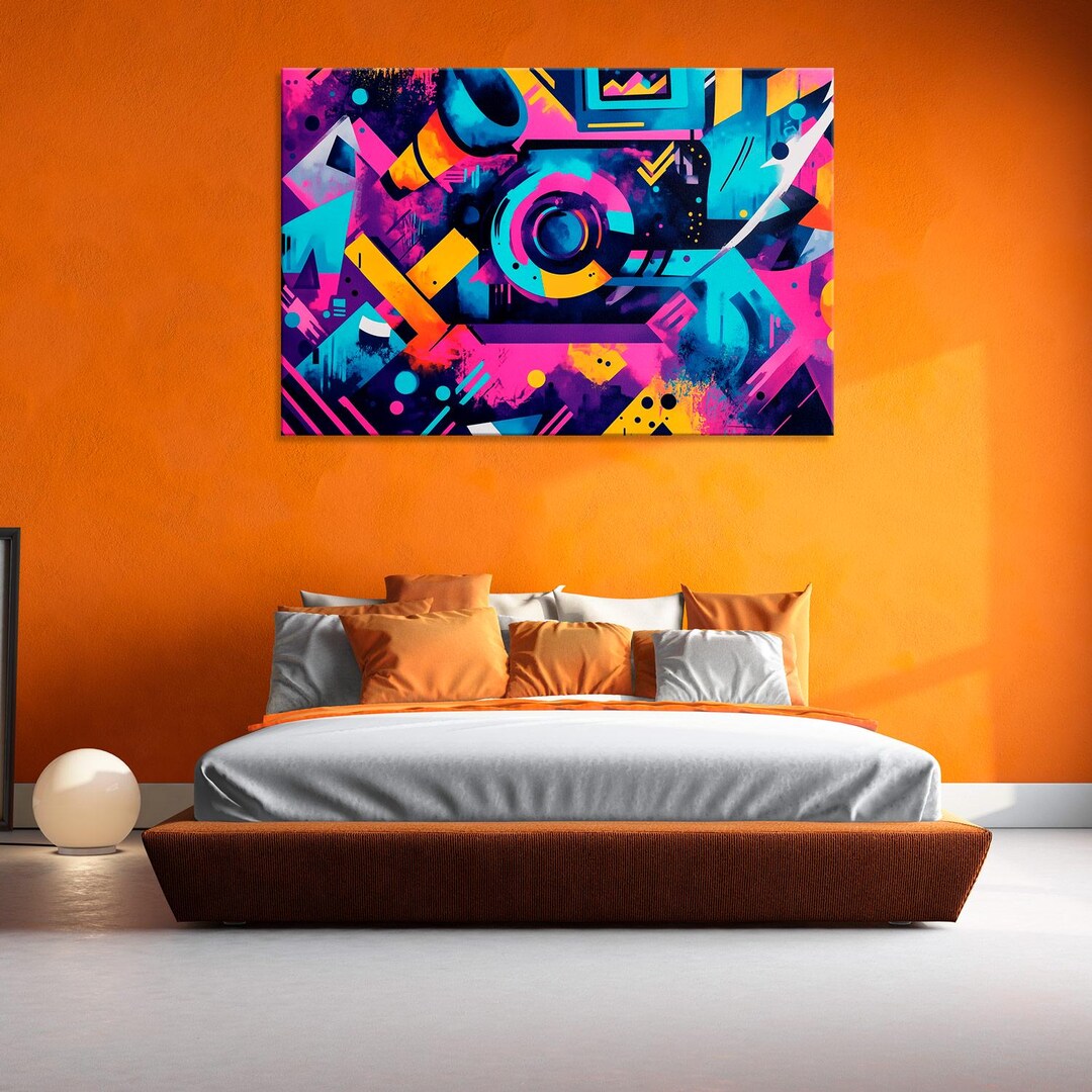 Abstract Rave Symbols of the 90s - Vibrant Retro Wall Art - Etsy