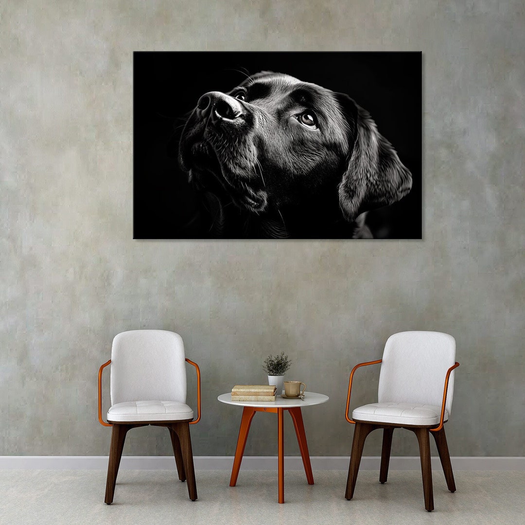 Black Labrador Canvas Print: Elegant Dog Portrait Wall Art - Etsy