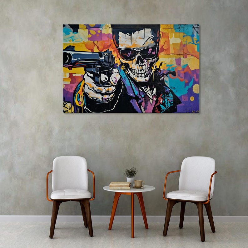 Graffiti Skeleton Art, Armed Skeleton Street Style, Edgy Urban Wall ...