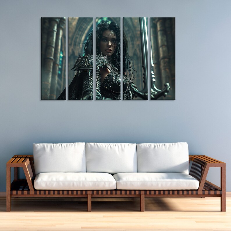 Medieval Warrior Woman, Valkyrie Art Print, Female Knight Tapestry ...