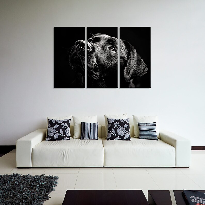 Black Labrador Canvas Print: Elegant Dog Portrait Wall Art - Etsy