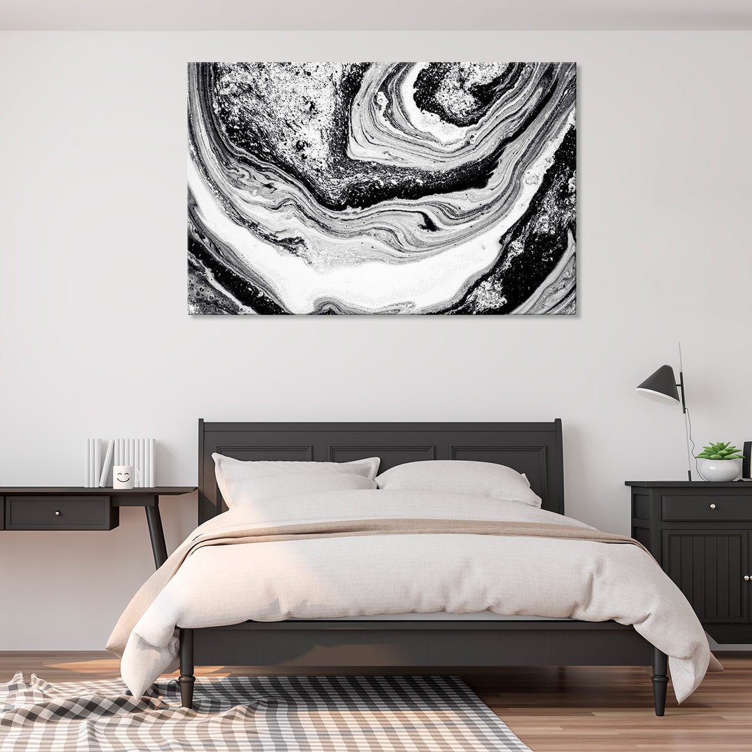 Black and White Abstract Canvas Print - Etsy