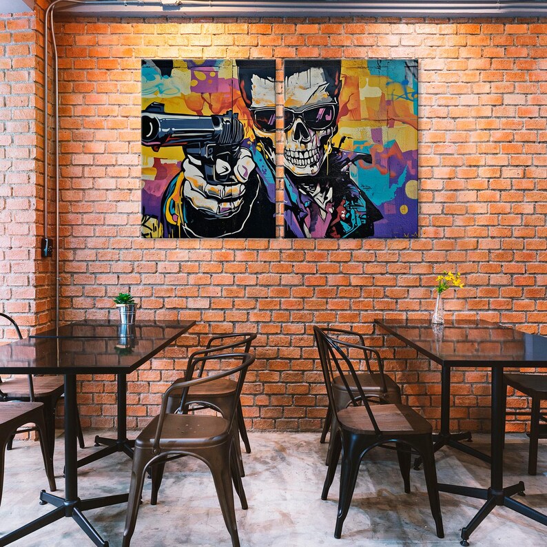 Graffiti Skeleton Art, Armed Skeleton Street Style, Edgy Urban Wall ...