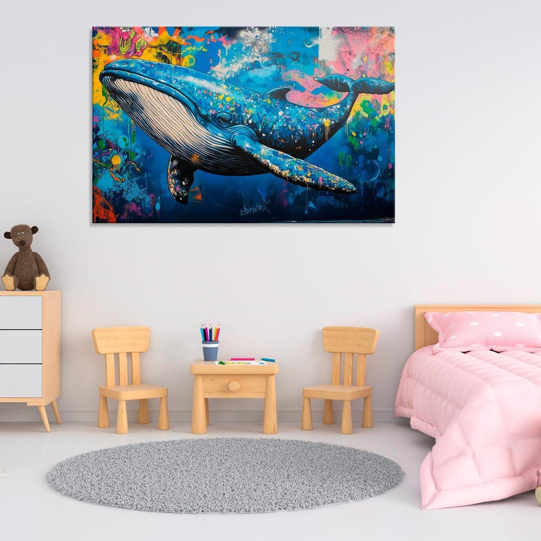 Colorful Graffiti of a Blue Whale With Vibrant Street Art Elements - Etsy