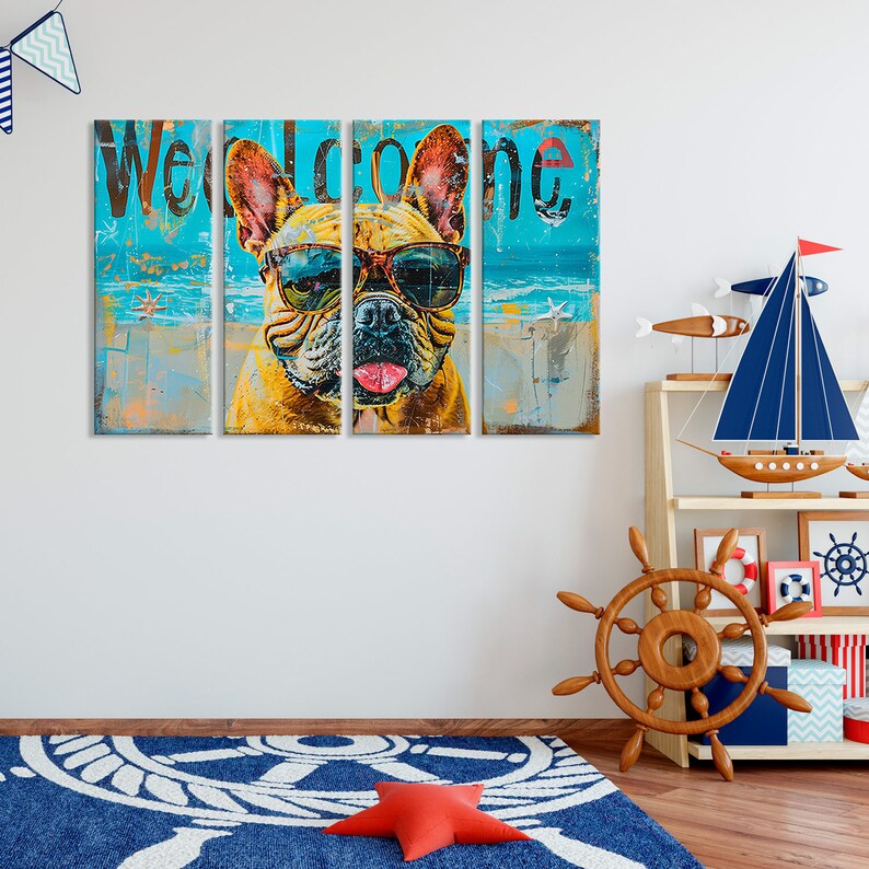 Bulldog Graffiti Glasses, Canine Street Art, Hip Bulldog Mural, Cool ...