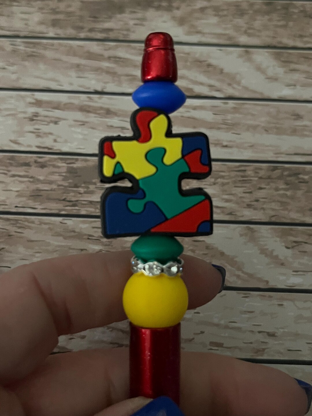 Autism Awareness Puzzle Piece Pen: Handmade Silicone Beaded Pen - Etsy