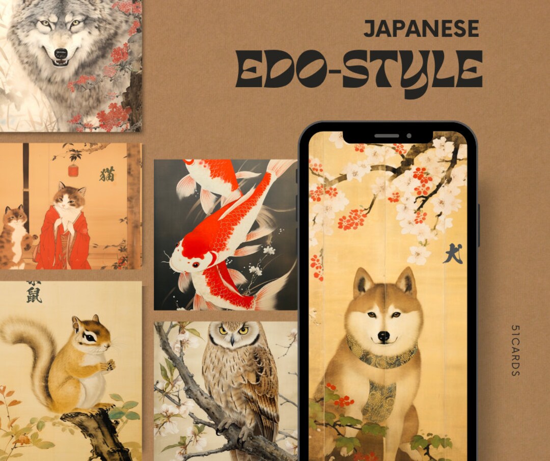 JAPANESE EDO-STYLE Oraclecard, Template, Illustration, Japan Art - Etsy