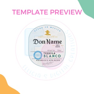 Tequila Blanco Label 50ml Canva Template Instant Download - Etsy