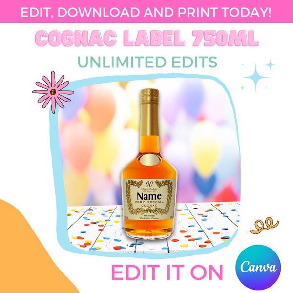 Hennessy Label Template - Etsy
