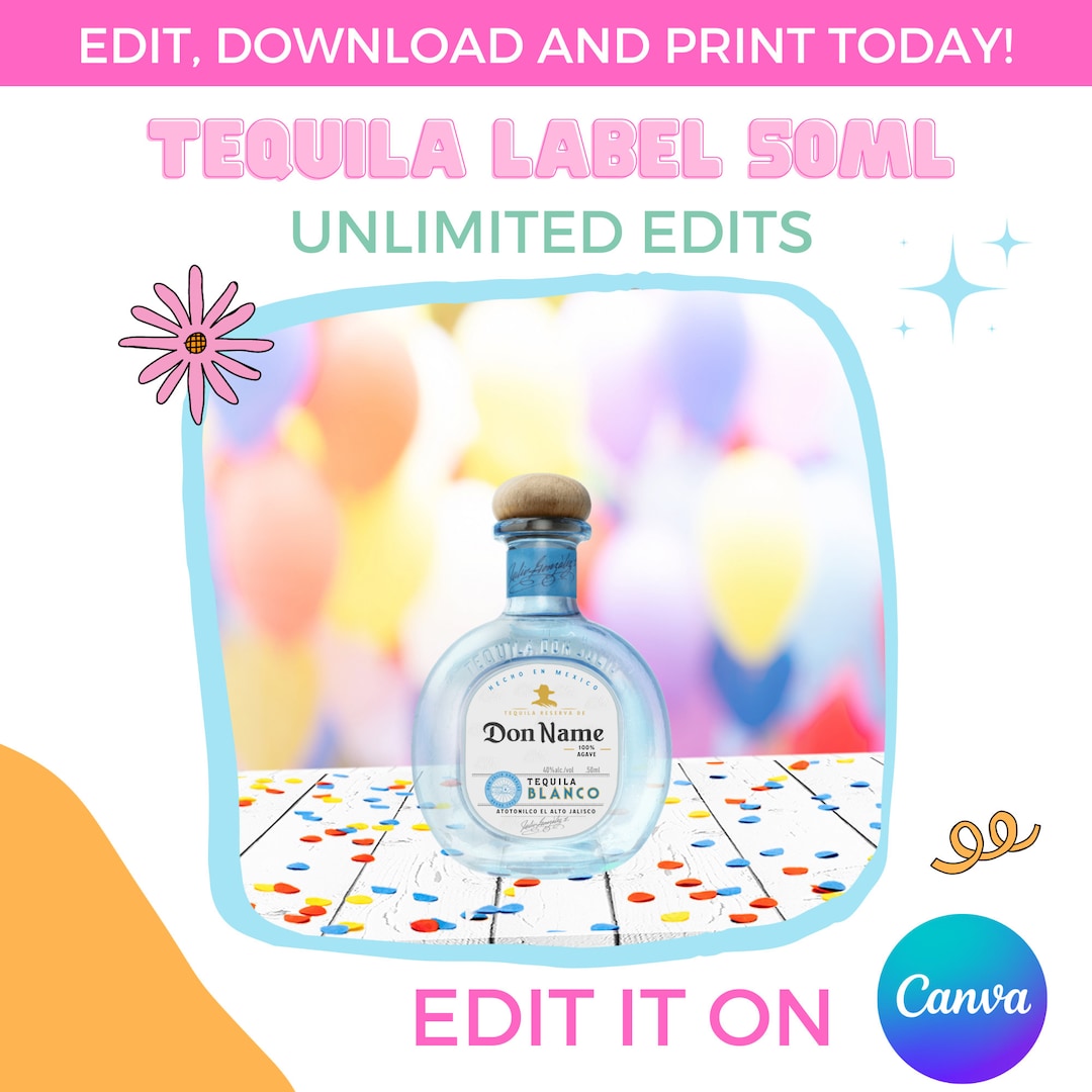 Tequila Blanco Label 50ml Canva Template Instant Download - Etsy