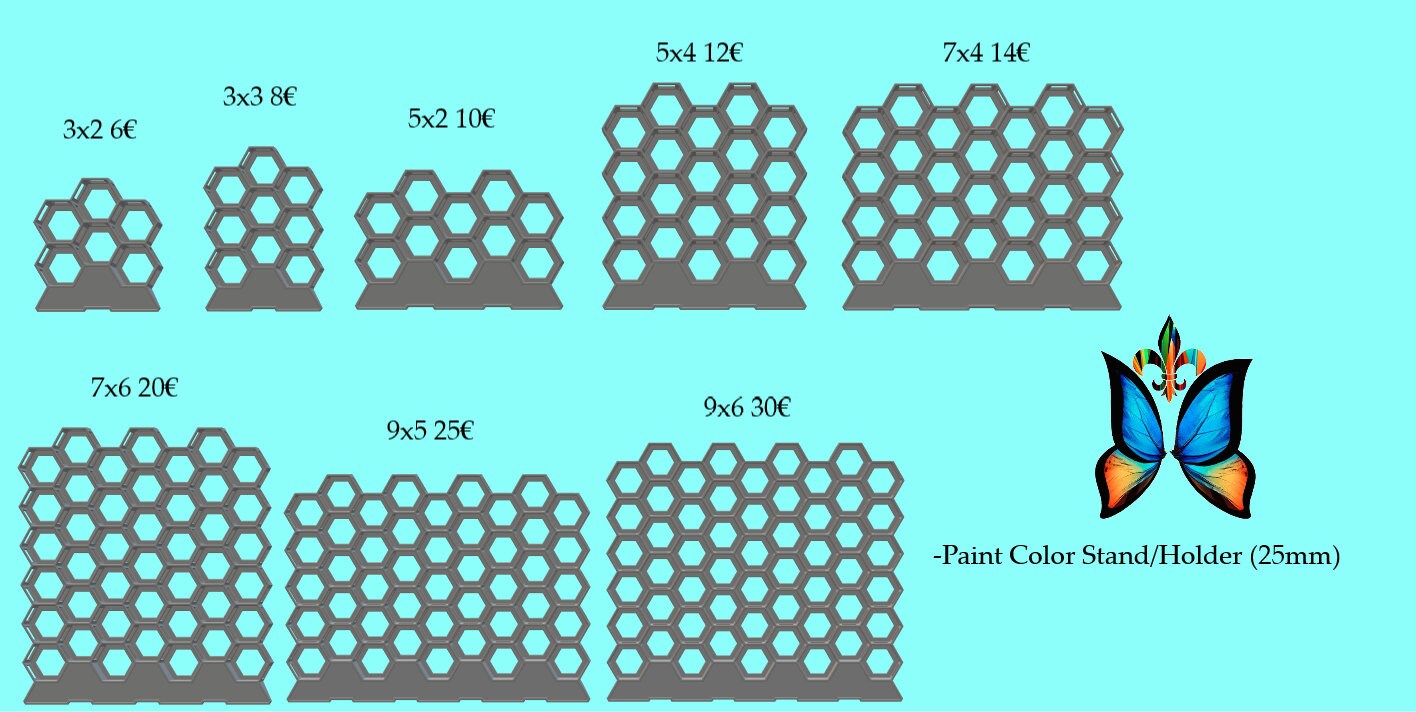 Airbrush Paint Organizer for 20ml Bottles, Measures 15.5cm High, 17.5cm ...