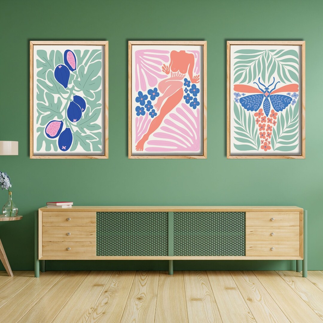 3 Piece Wooden Laminated Framed Mdf Painting Abstract Woman and ...