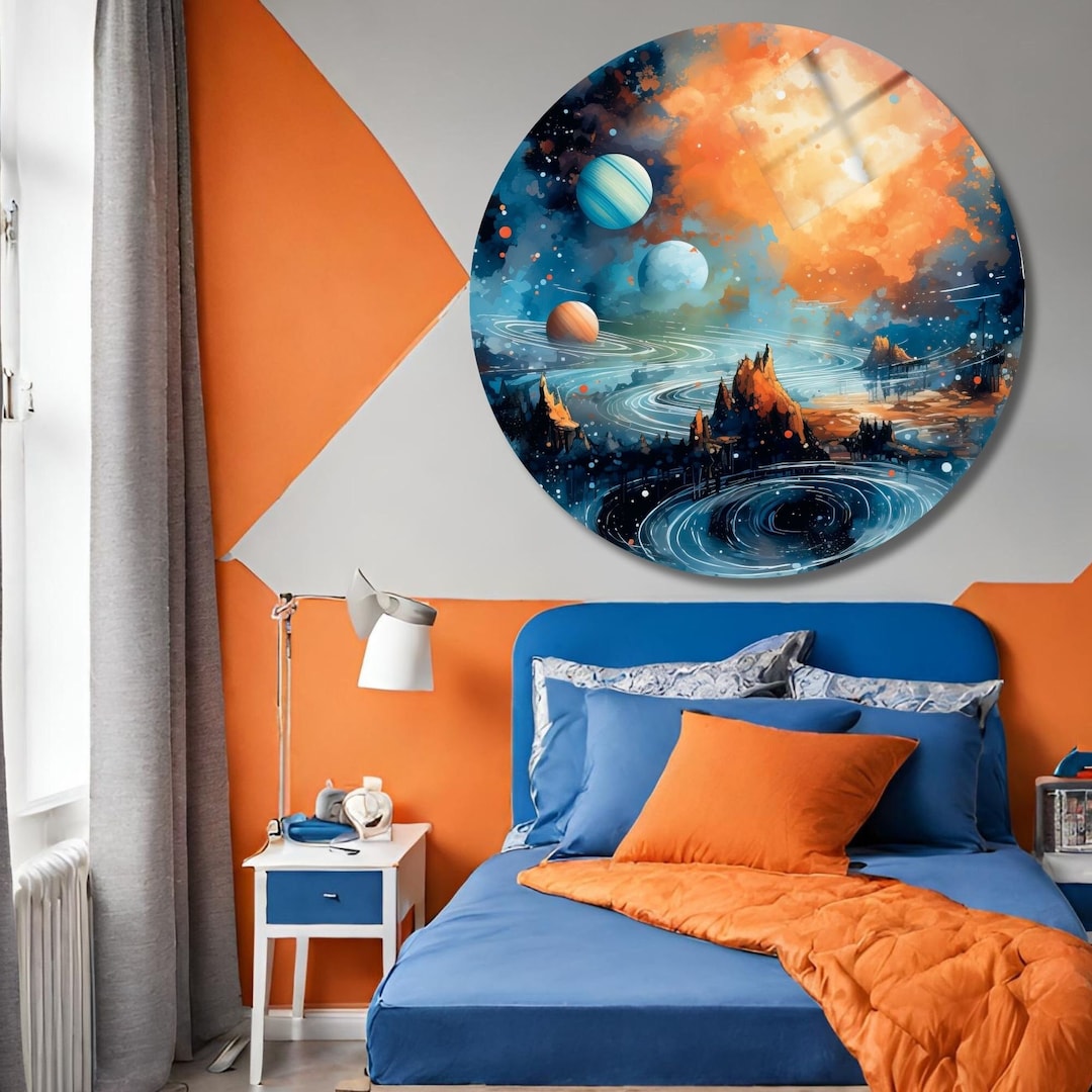 Round Tempered Real Glass Painting Space Illustration High Quality ...