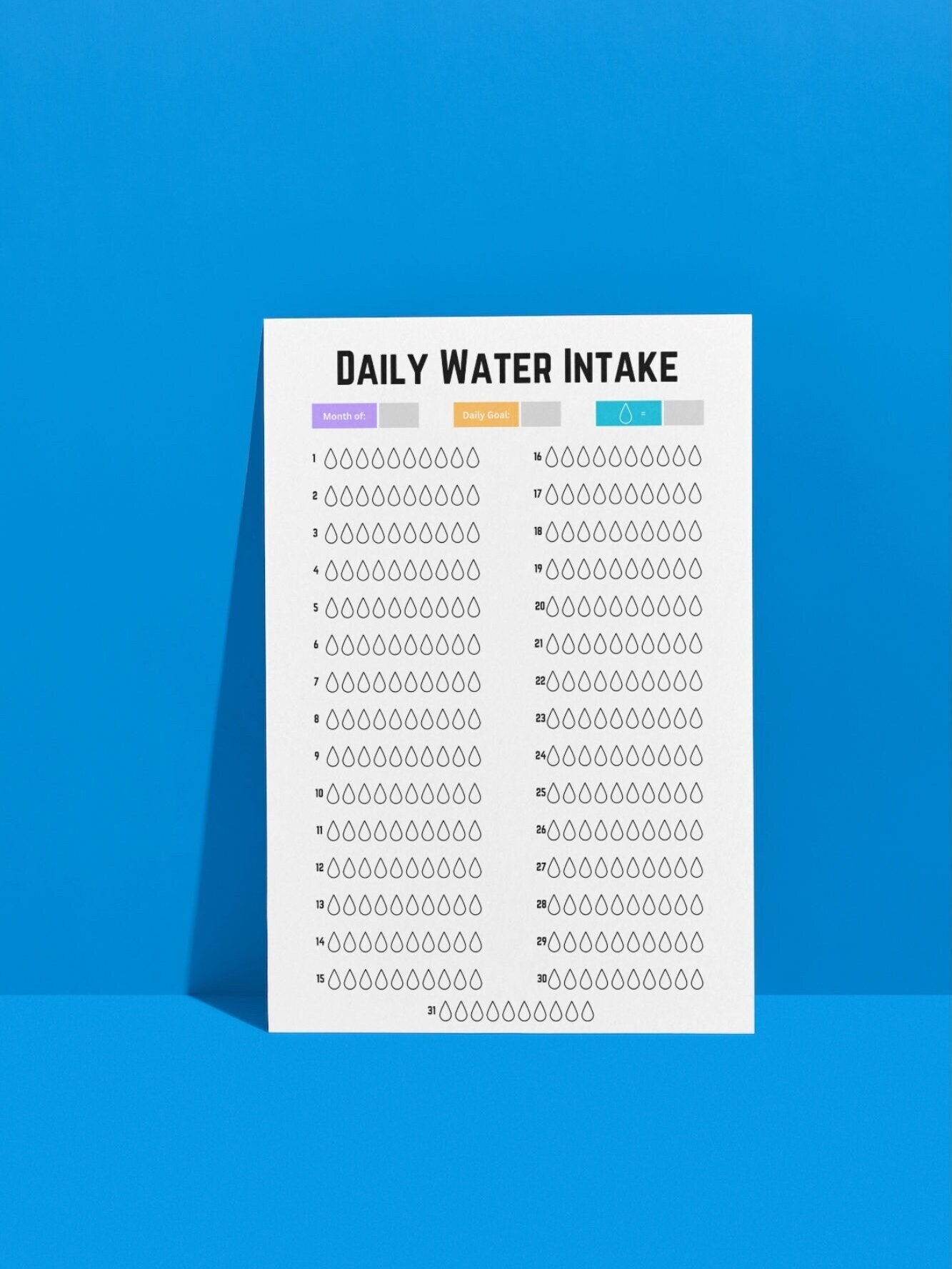 Printable Daily/monthly Water Intake Tracker Monthly Water Tracker ...