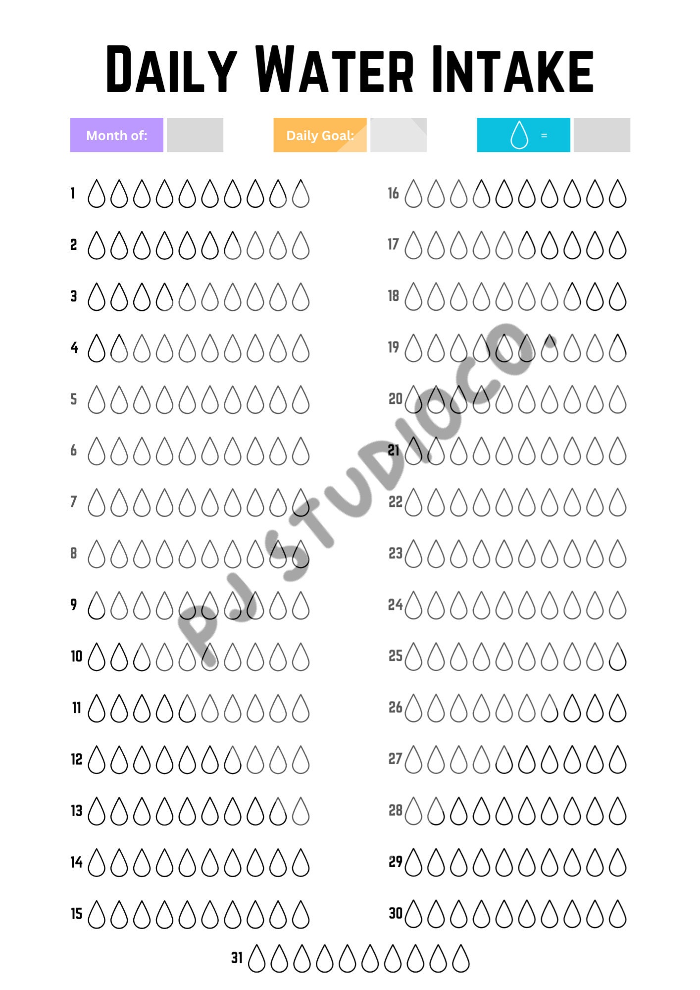 Printable Daily/monthly Water Intake Tracker Monthly Water Tracker ...