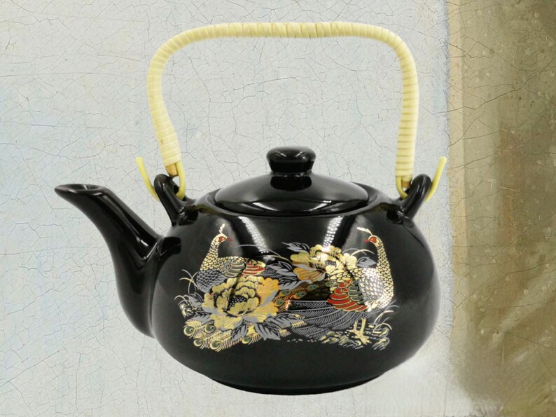 Black Porcelain Teapot for Tea Gifts and Tea Lovers. Japanese With a ...