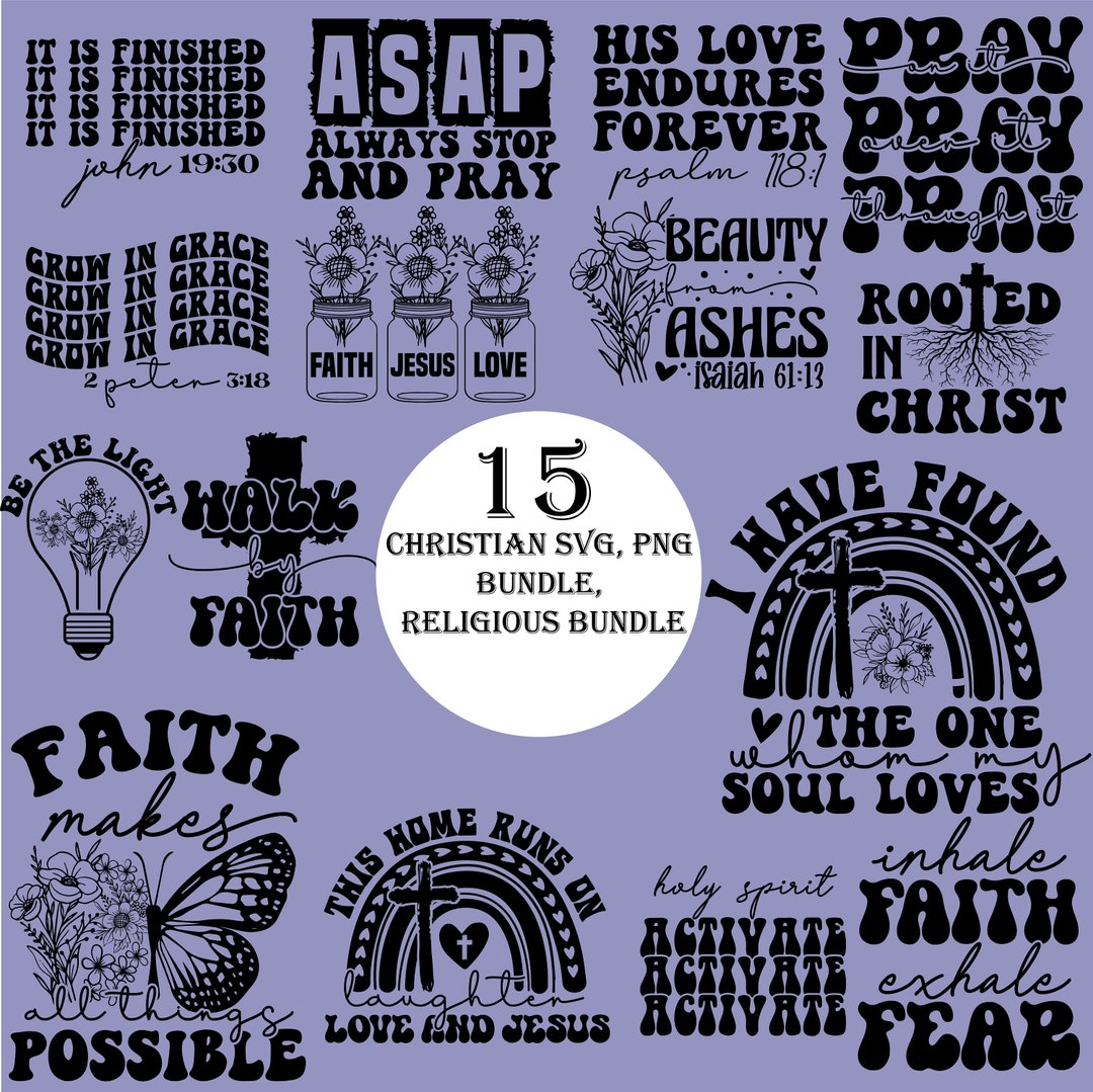 15 Christian SVG Bundle, Religious SVG Bundle, Cross SVG, Bible Verse ...