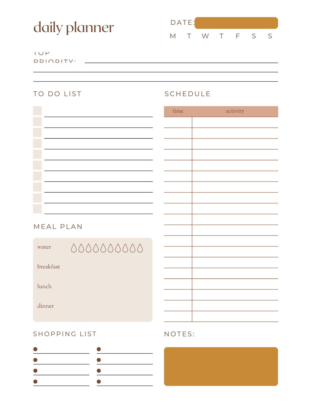 White Aesthetic Daily Planner - Etsy