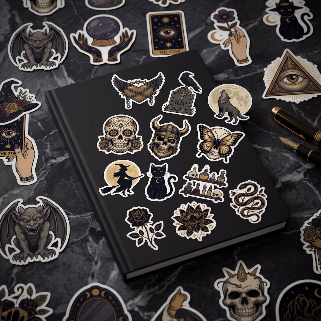 Gothic Sticker Bundle | Skull, Witch, Occult, Botanical Designs ...