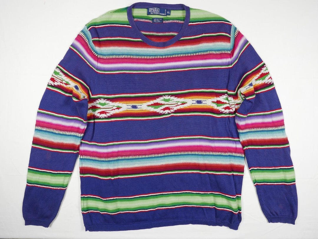 Polo Ralph Lauren Sweater Jumper Serape Aztec Silk Linen Indian RARE ...