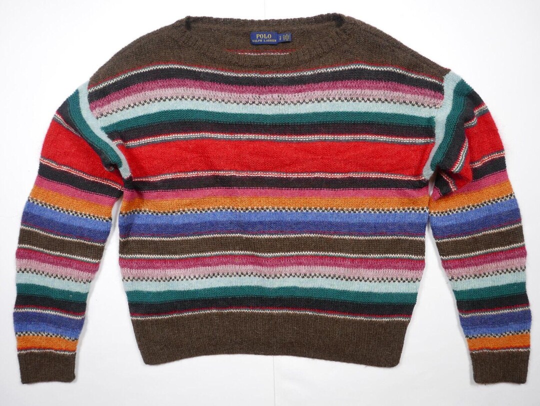 Polo Ralph Lauen Sweater Serape Striped Southwestern Indian Wool Aztec ...