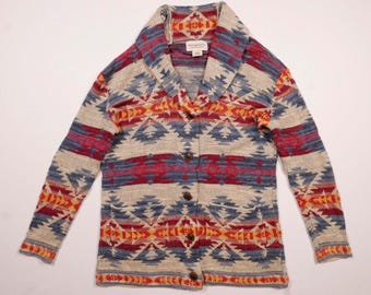 Polo Ralph Lauren Aztec Sweater Cardigan Wool Shawl Collar Southwestern Medium - Etsy