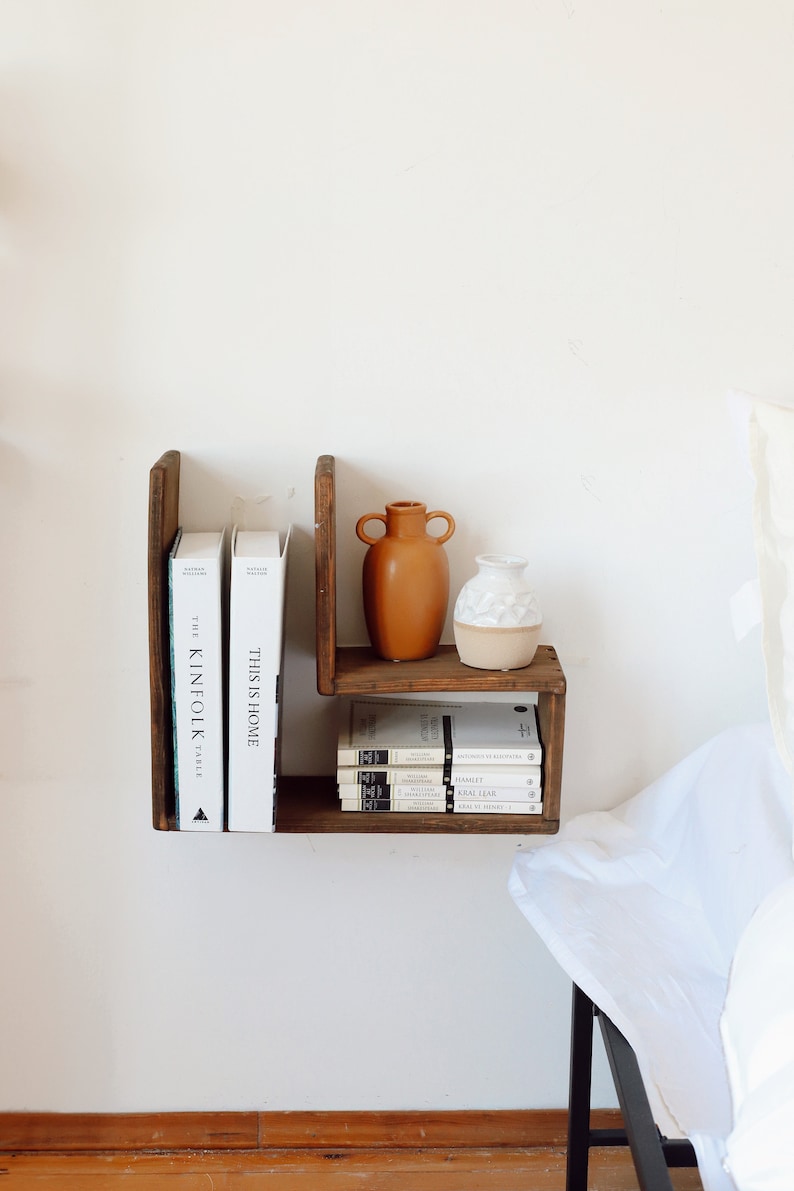 Wall Mounted Floating Nightstand, Wooden Bedside Table With Unique ...