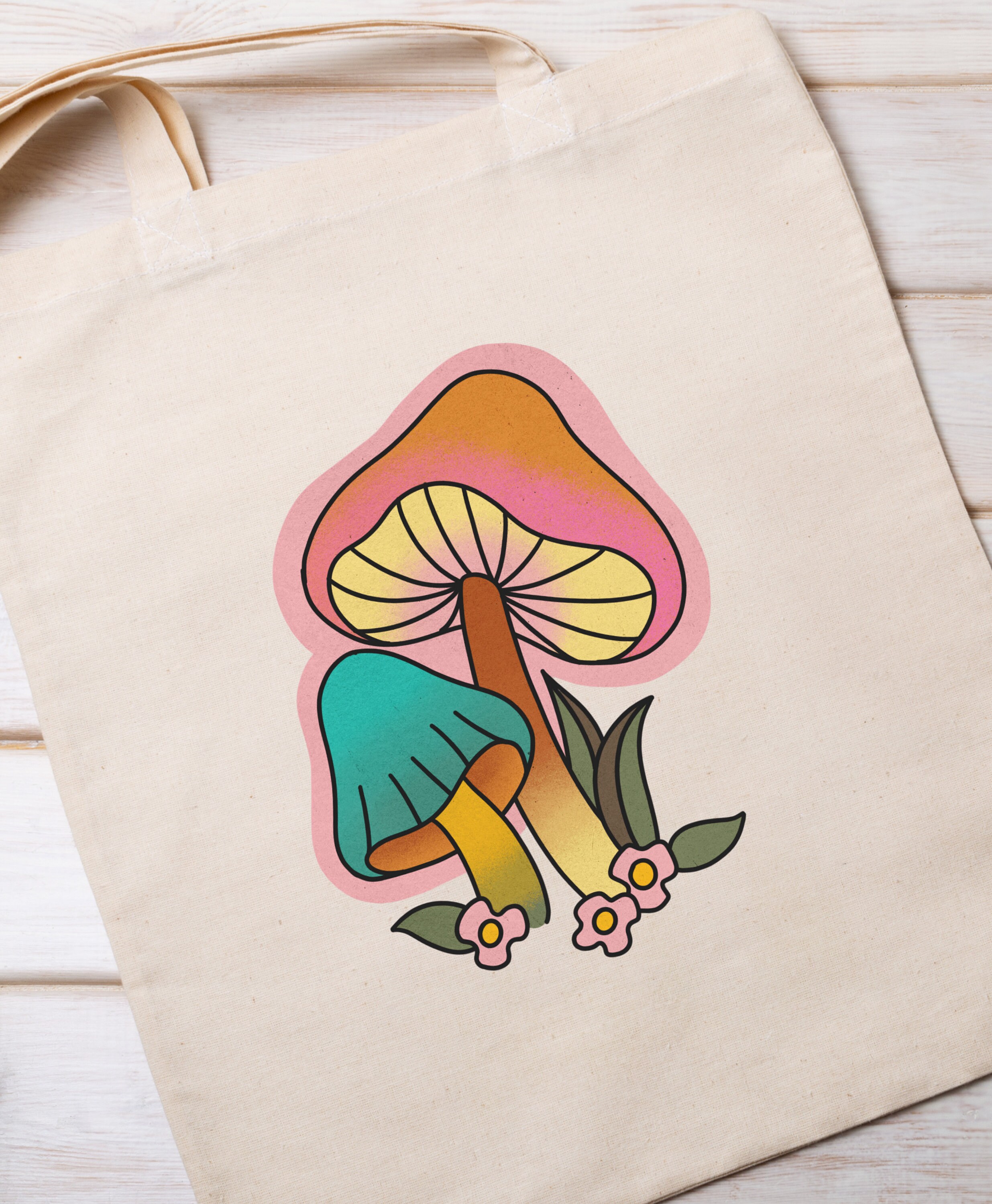 Mushroom Tote Bag, Mushroom Canvas Tote, Canvas Tote Bag, Cute Mushroom ...