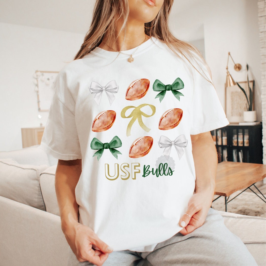 University of South Florida Football Shirt, USF Bulls Bows T-shirt, Girly Football Tee, USF ...