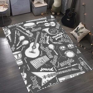 Rock Music Art Rug Music Memorabilia Carpet, Rock Band Poster Rug, Rock ...