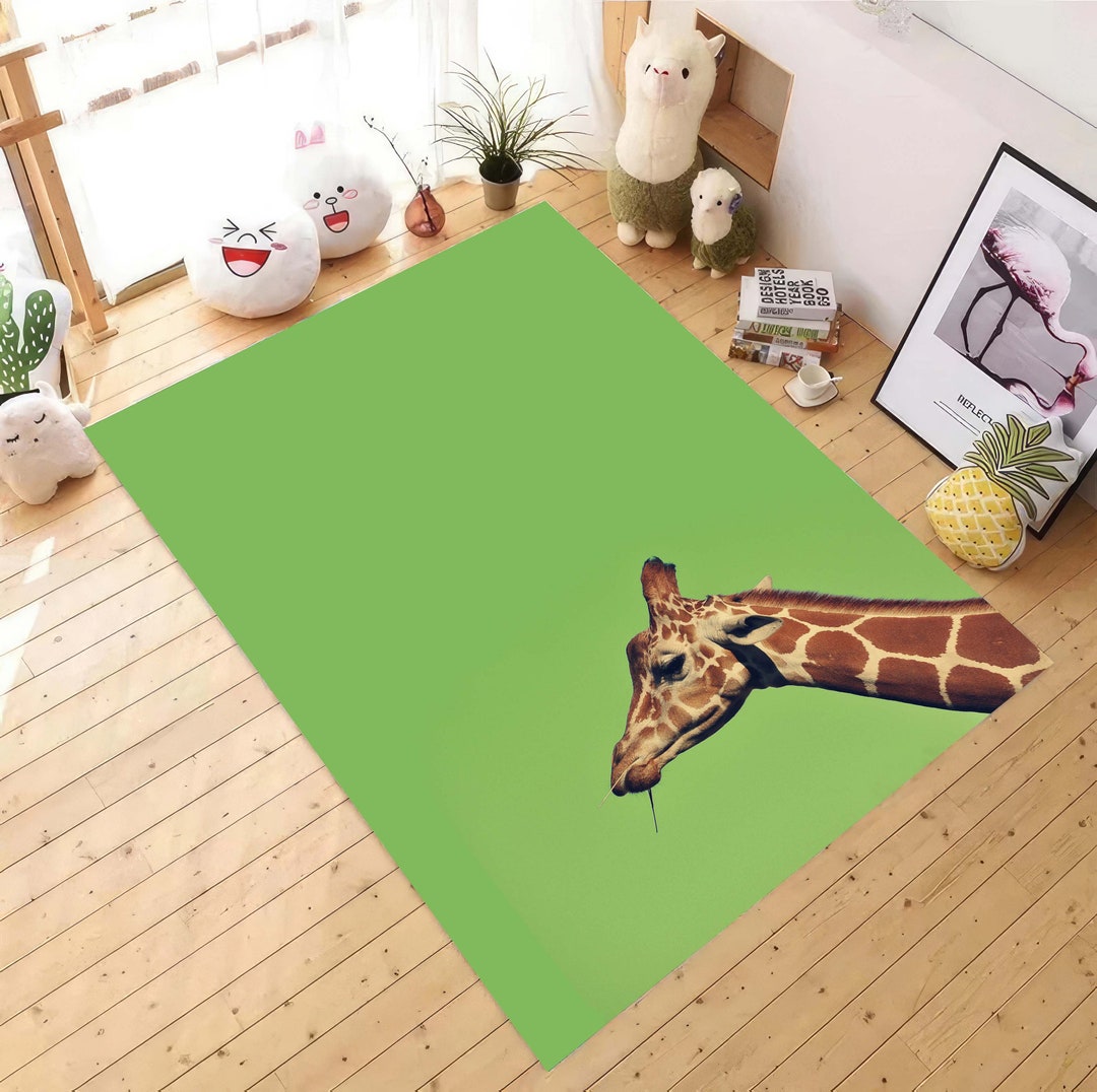 Giraffe Printed Kids Room Rug Animals Carpet, Giraffe Rug, Colorful ...