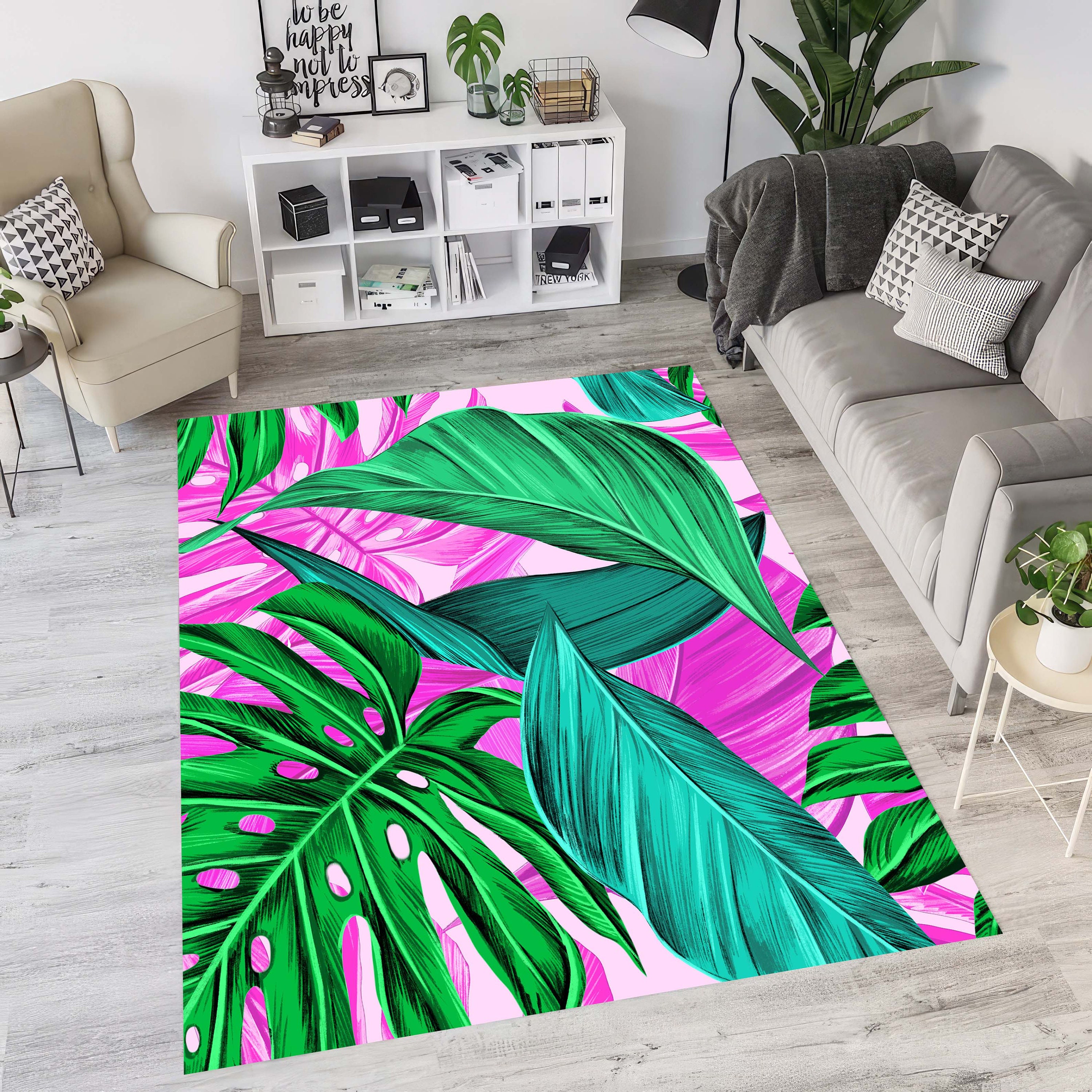 Exotic Flowers Palm Leaves, Jungle Leaf Area Rugs, Leaf Rug, Leaf ...