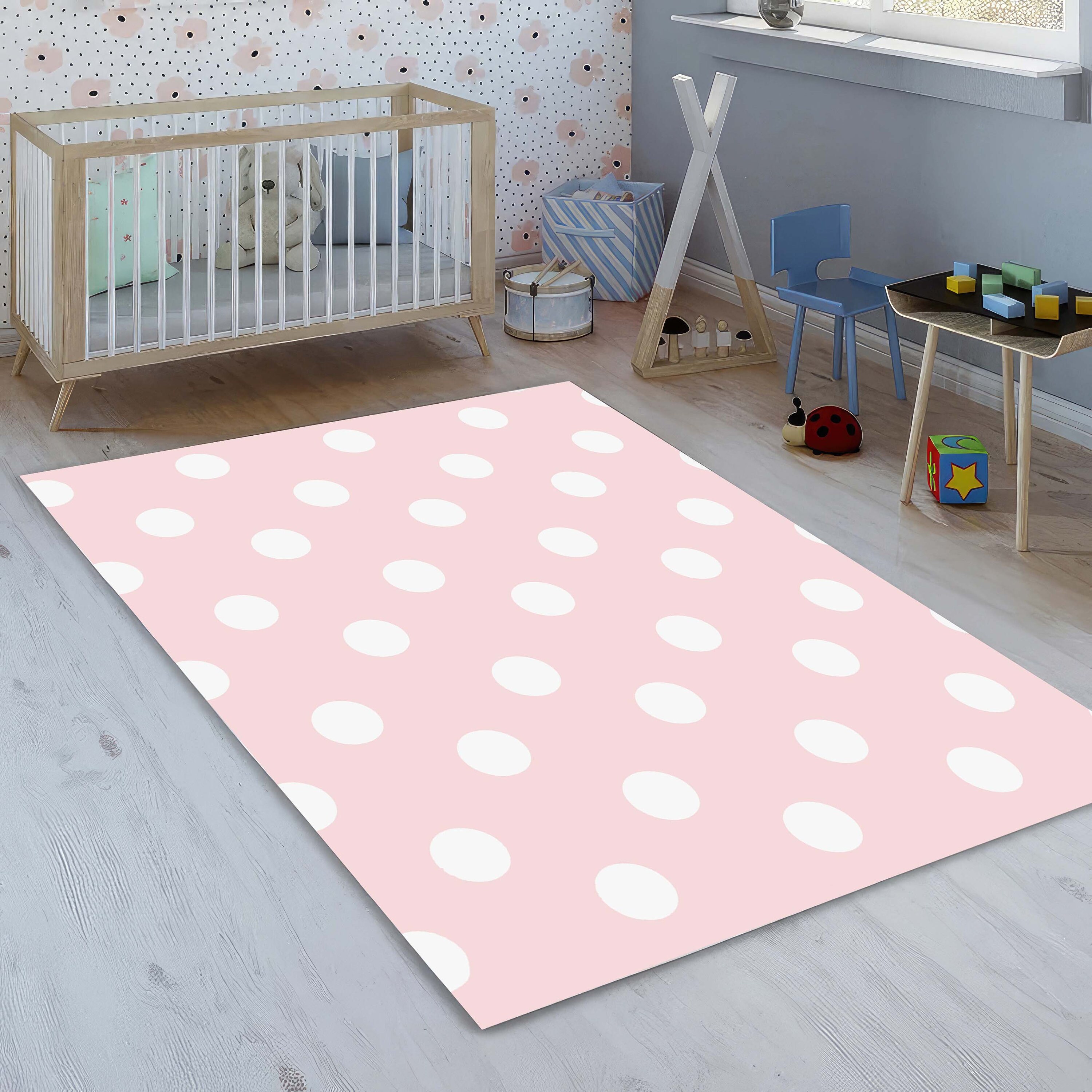 Pink Polka Dots Rug Cute Baby Room Rug, Newborn Rug, Girl Room Rug ...